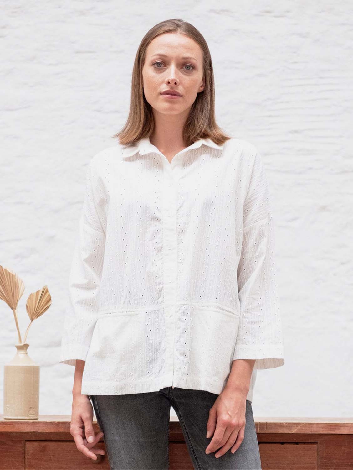 Anya Cotton Relaxed Blouse | Ecru – Immaculate Vegan