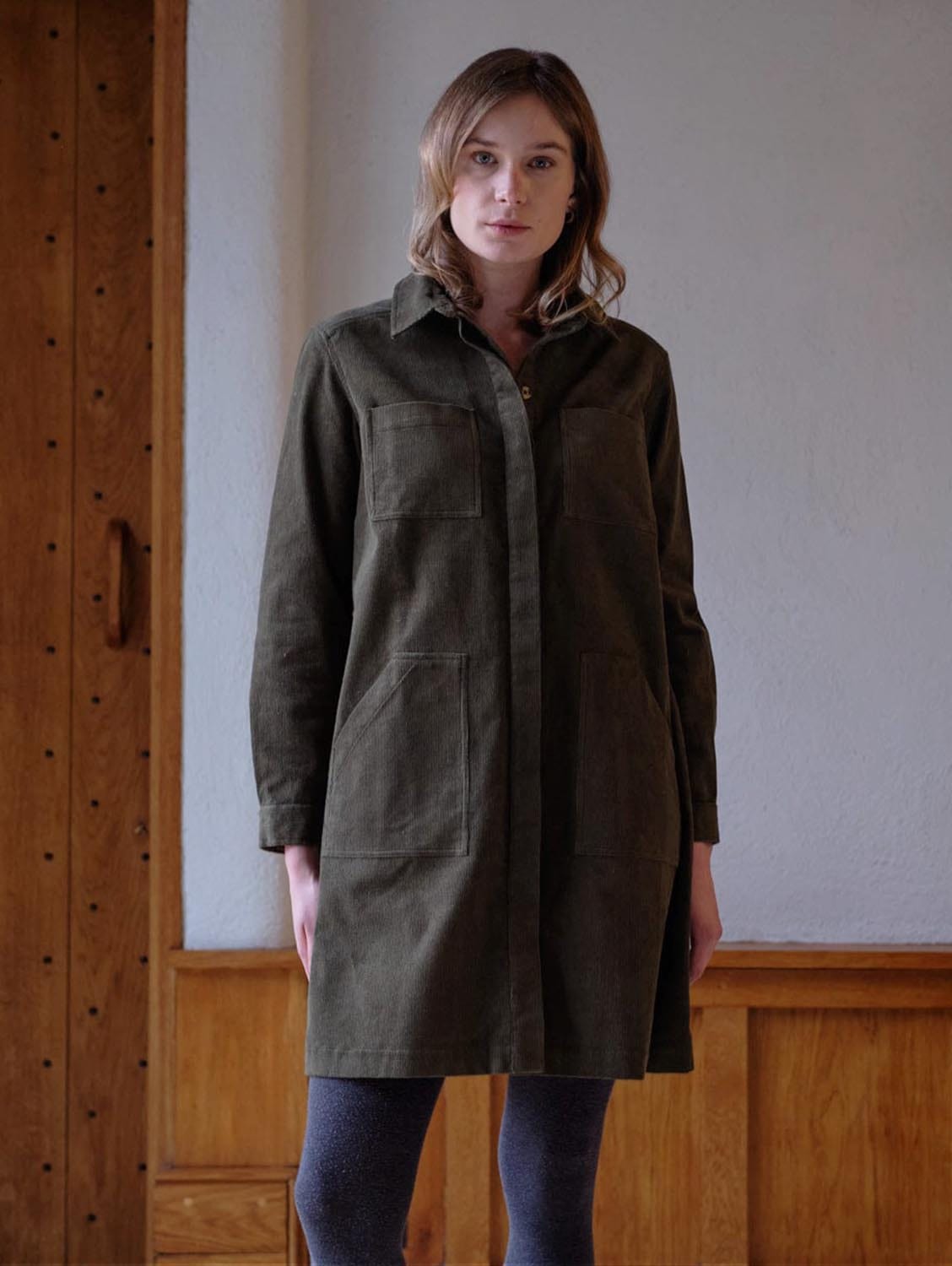 Ocean Cotton Shirt Dress | Olive Cord – Immaculate Vegan