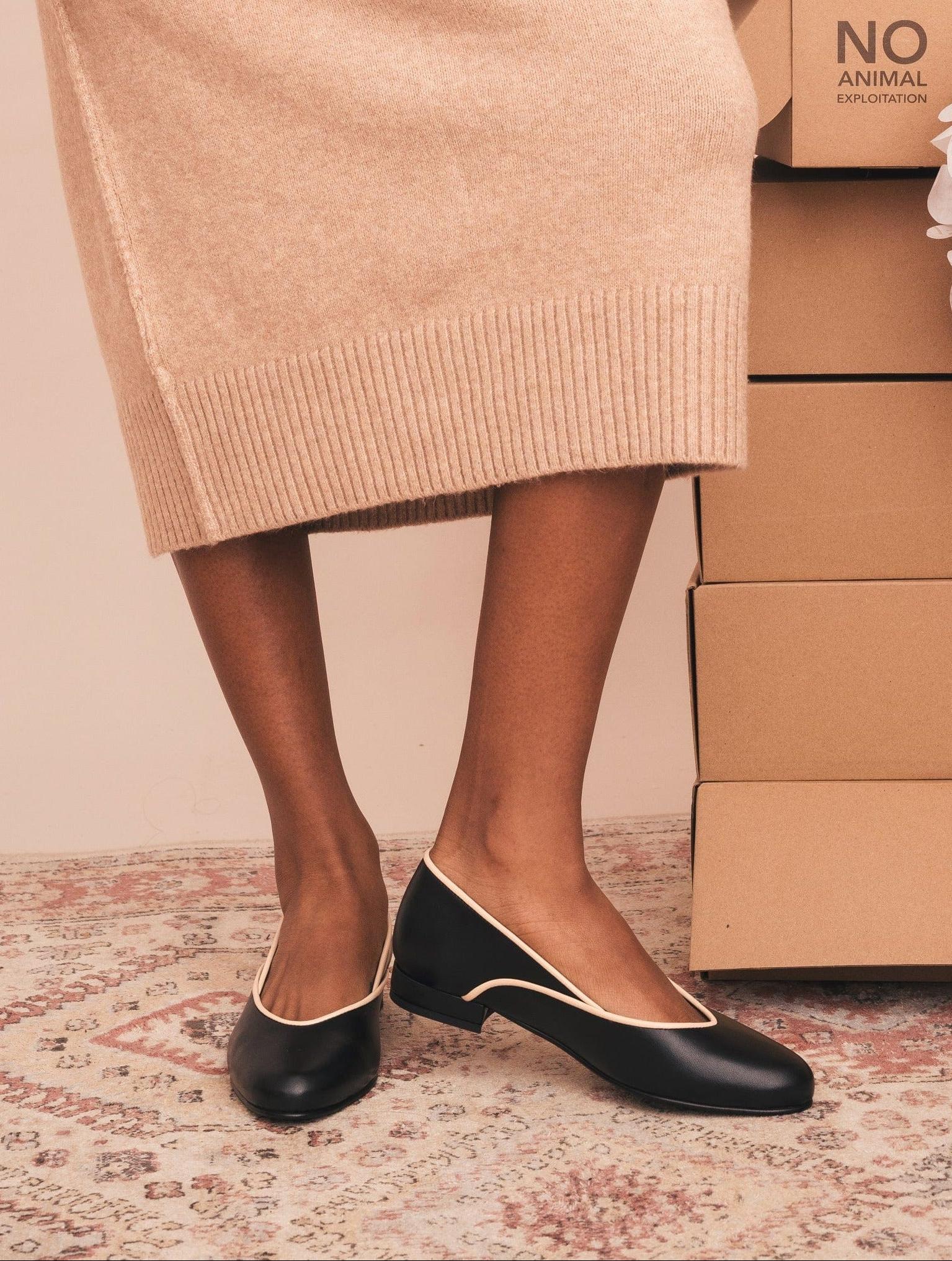 Isla Women's Vegan Leather Ballerina Flats | Black – Immaculate Vegan