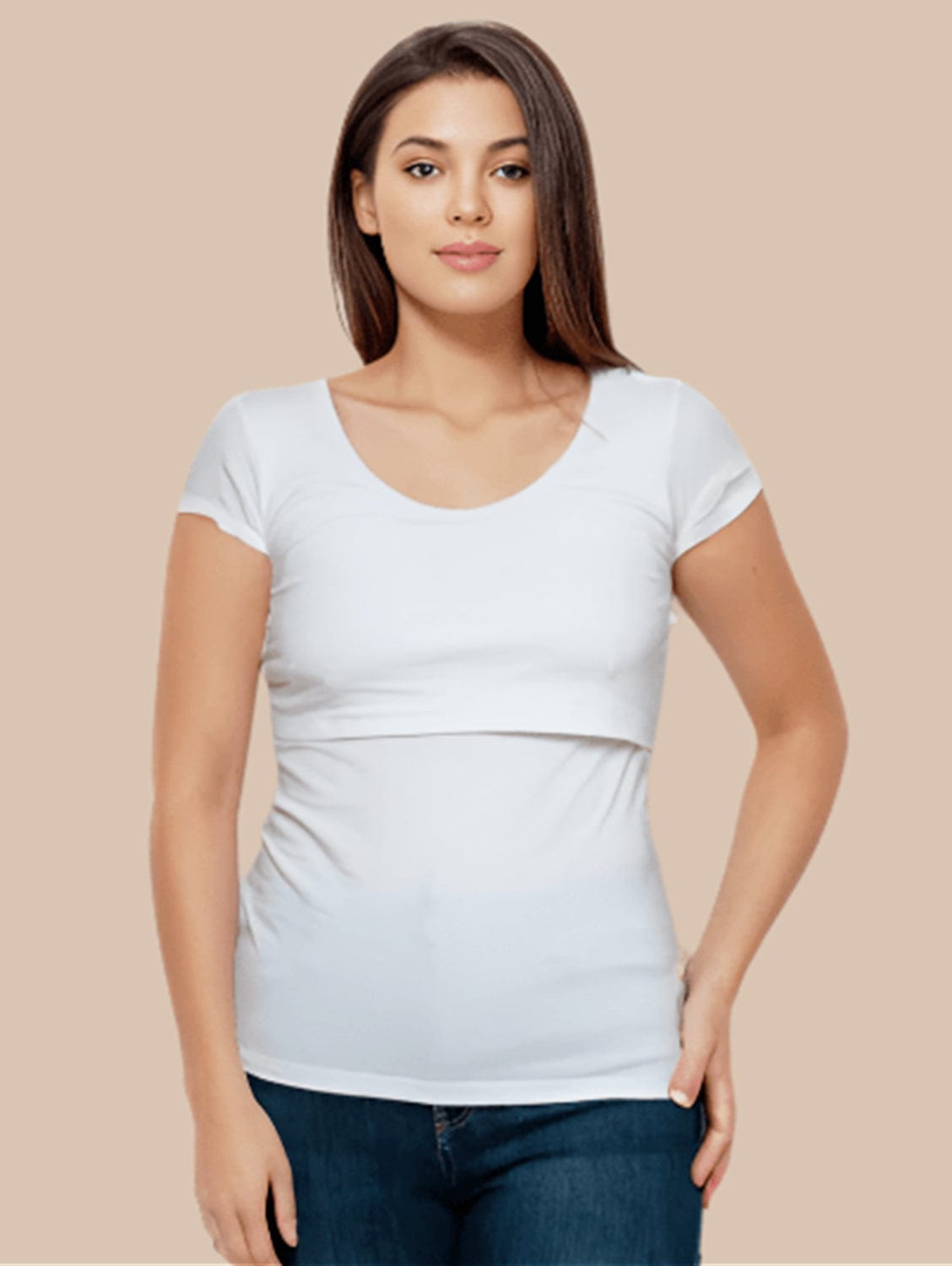Nursing Short Sleeve Cotton T-Shirt | White – Immaculate Vegan