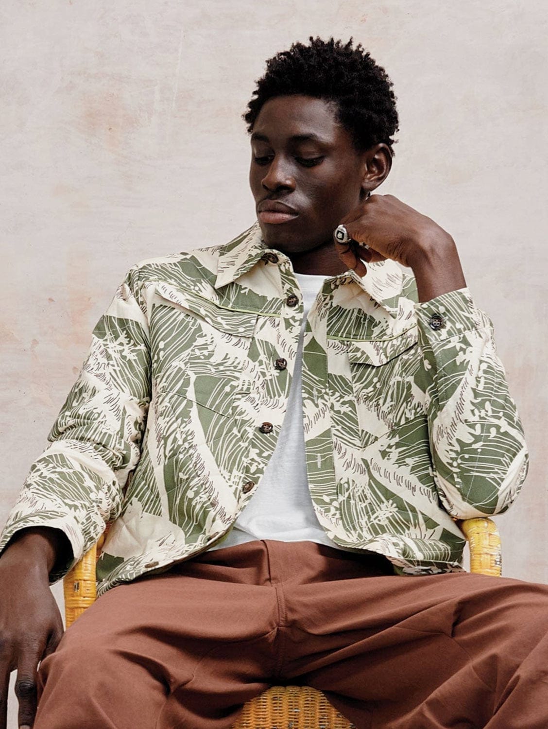 Caviar Men's Organic Cotton Jacket | Green wave print – Immaculate Vegan