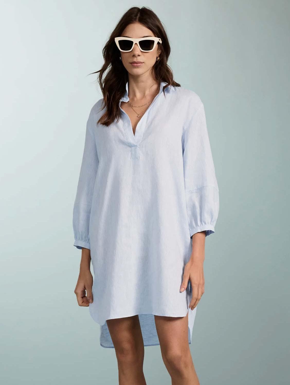 Vanessa Linen Tunic | Light Blue – Immaculate Vegan
