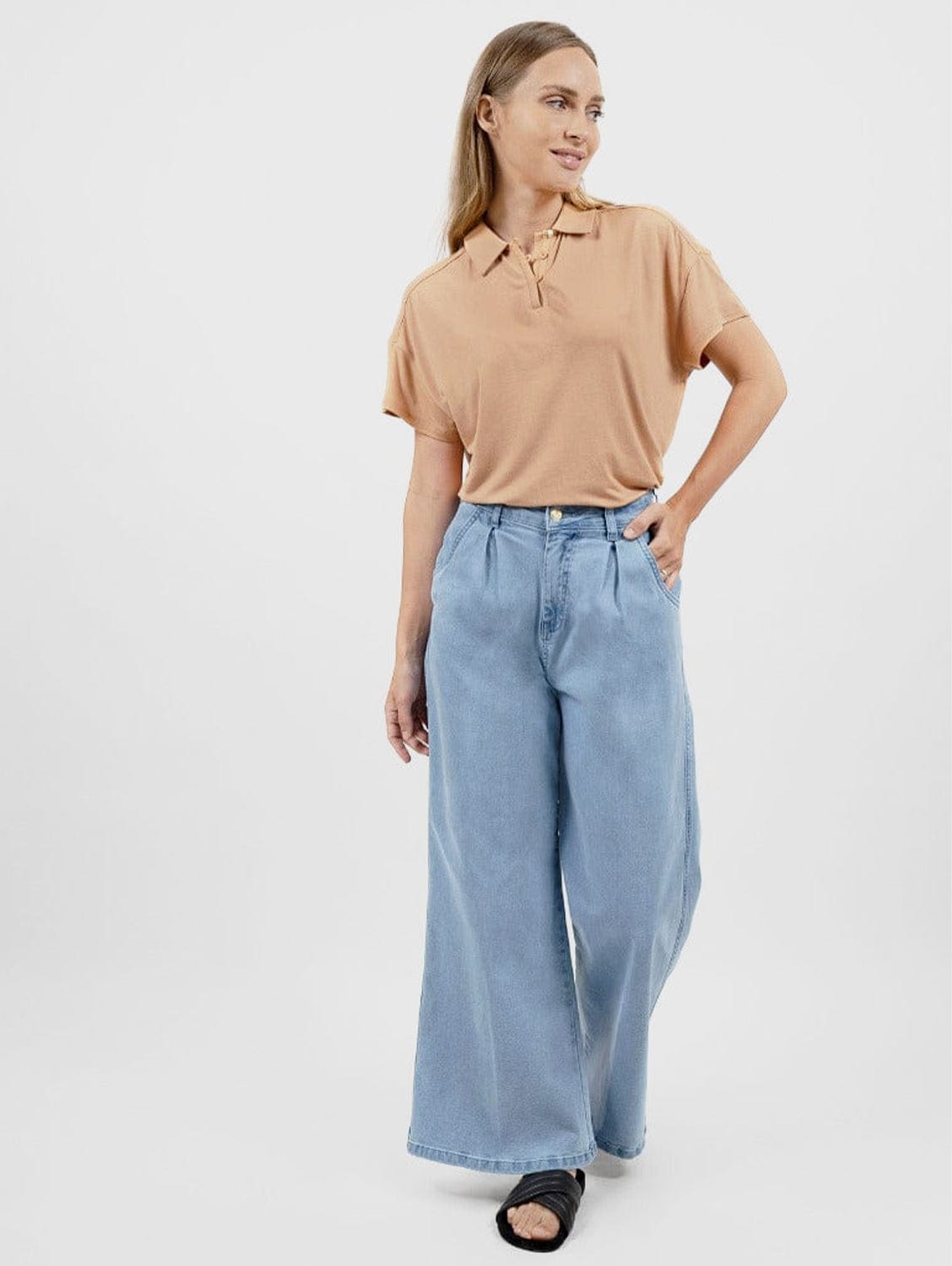 Los Angeles Upcycled Wide Leg Jeans | Sky – Immaculate Vegan